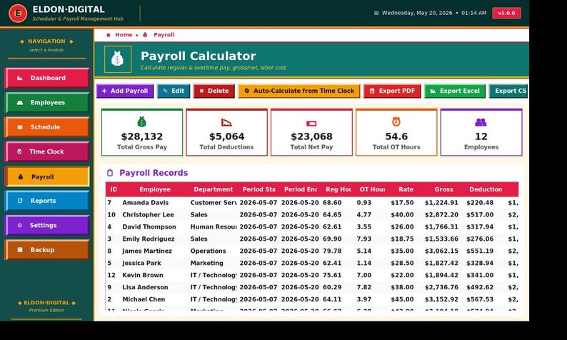 Employee Scheduler & Payroll Tracker | Offline Desktop App for Small ...