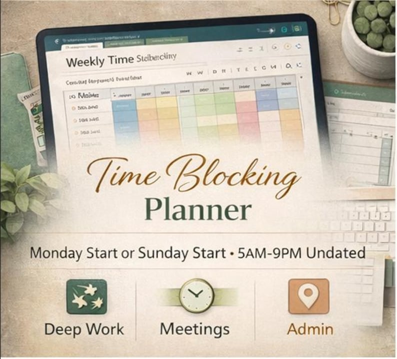 Onenote Weekly Planner Template – Productivity Time Blocking (digital ...
