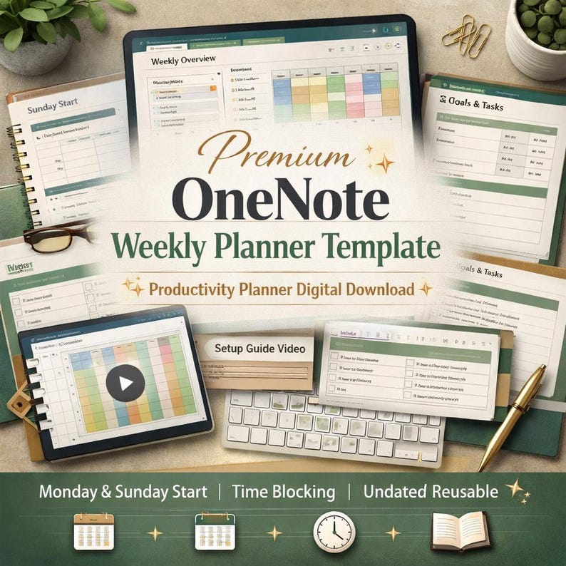 Onenote Weekly Planner Template – Productivity Time Blocking (digital ...