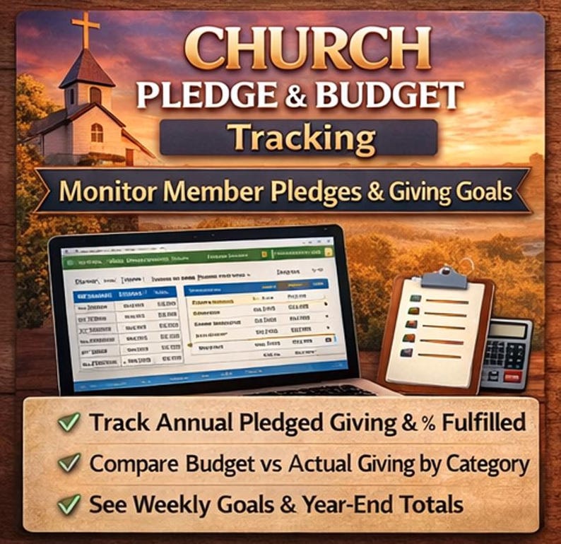 Church Tithe Tracker, Excel Google Sheets, Contribution Log (instant ...