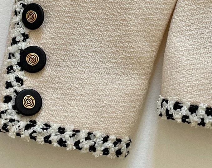 Vintage Wool Jacket French Couture White Gold Buttons MEDIUM - Etsy