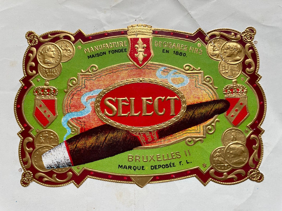 Vintage Advertisement Cigars SELECT Manufacture Bruxelles Green Gold - Etsy