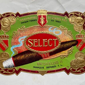 Vintage Advertisement Cigars SELECT Manufacture Bruxelles Green Gold - Etsy