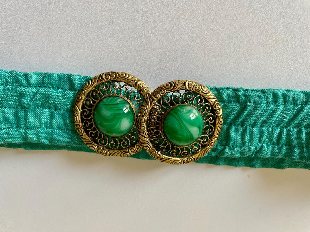 Vintage Green Gold Jewel Belt - Green Cabochon - Hand Made One of a ...