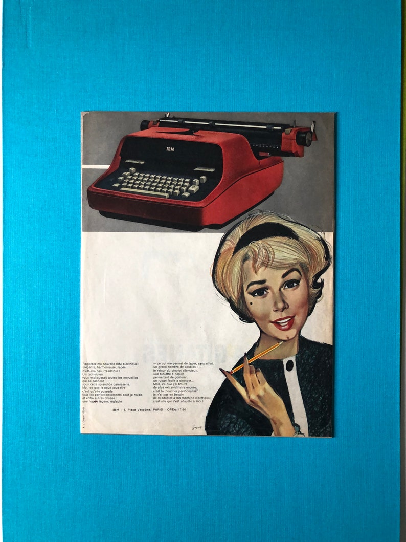 Vintage Advertisement 1959 Vintage IBM Typewriter Illustration Mad Men ...