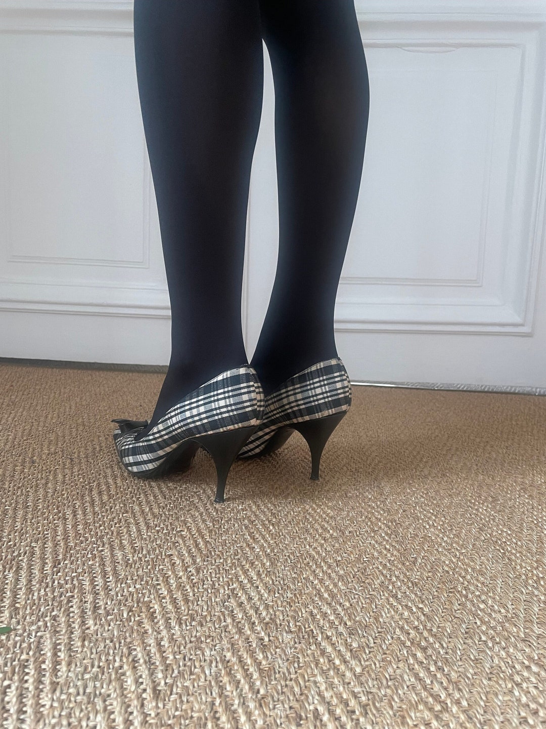 Vintage 60s Tartan Stiletto Heels, Black & White Pin up Shoes, US 5 - Etsy