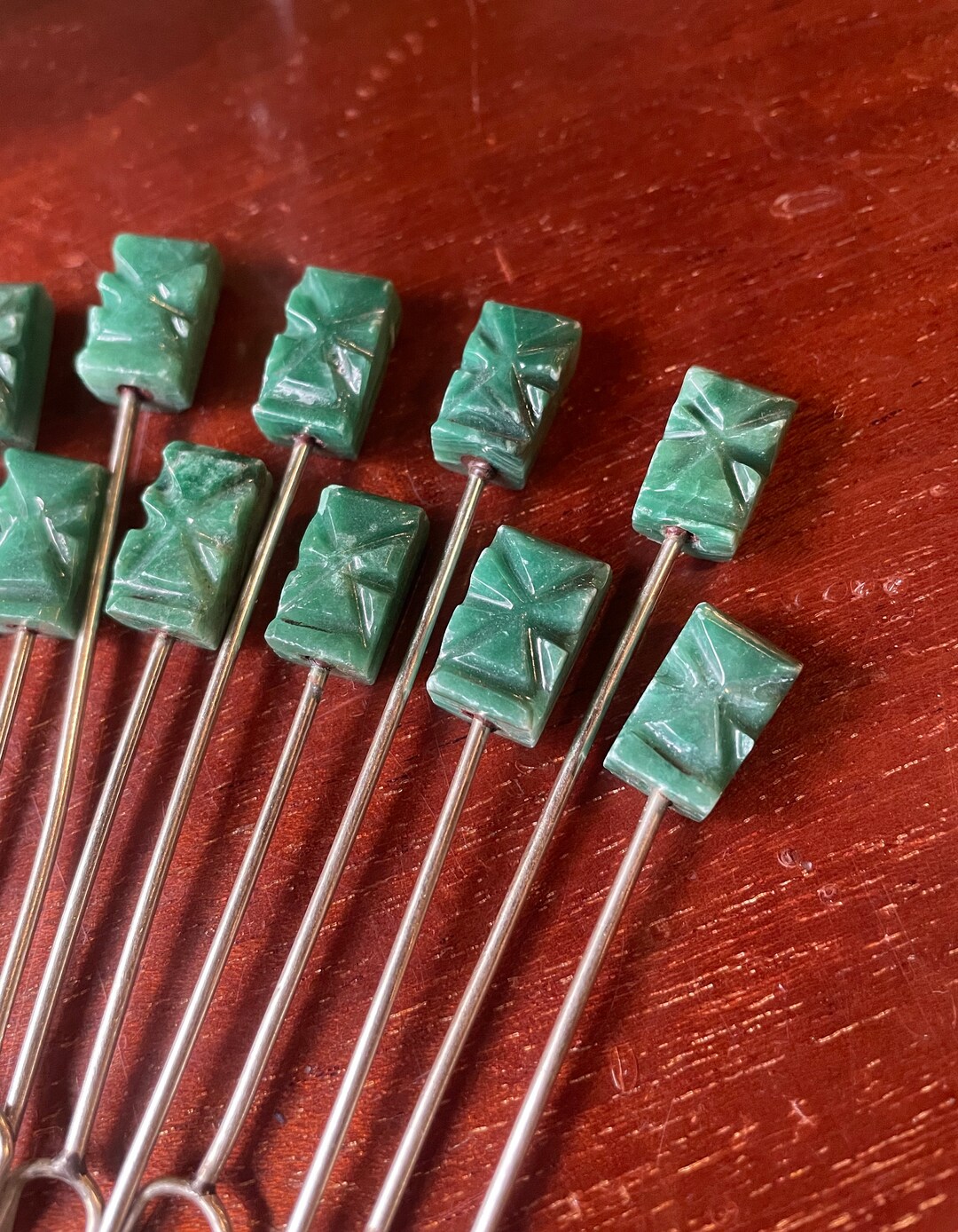 Carved Natural Stone Tiki Head Appetizer Stick Polynesian Tropical ...