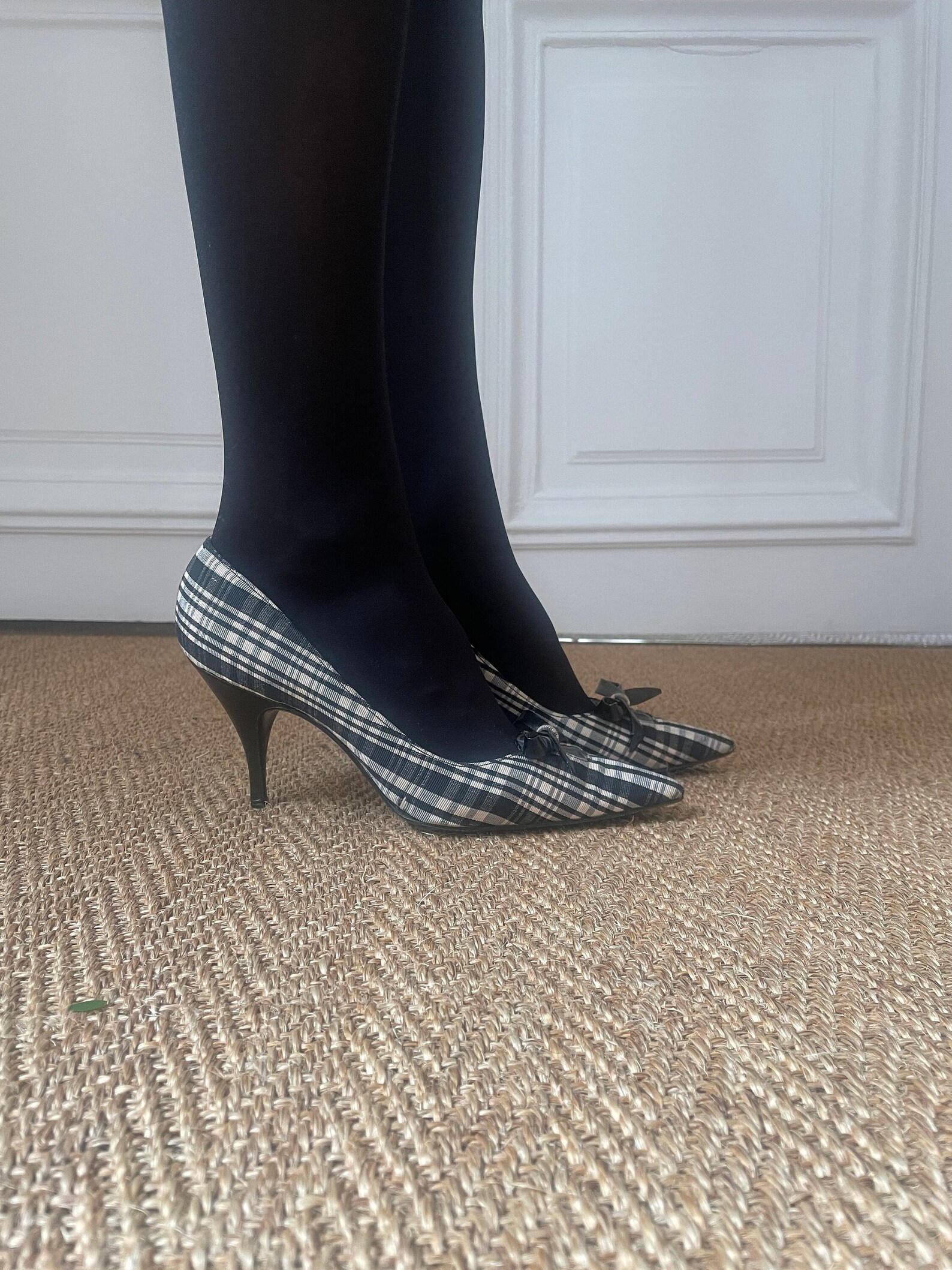 Vintage 60s Tartan Stiletto Heels, Black & White Pin up Shoes, US 5 - Etsy