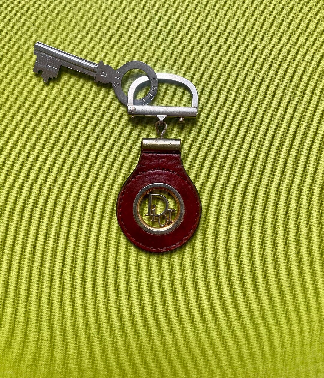 Vintage Christian Dior Metal Burgundy Leather Keyring - Etsy