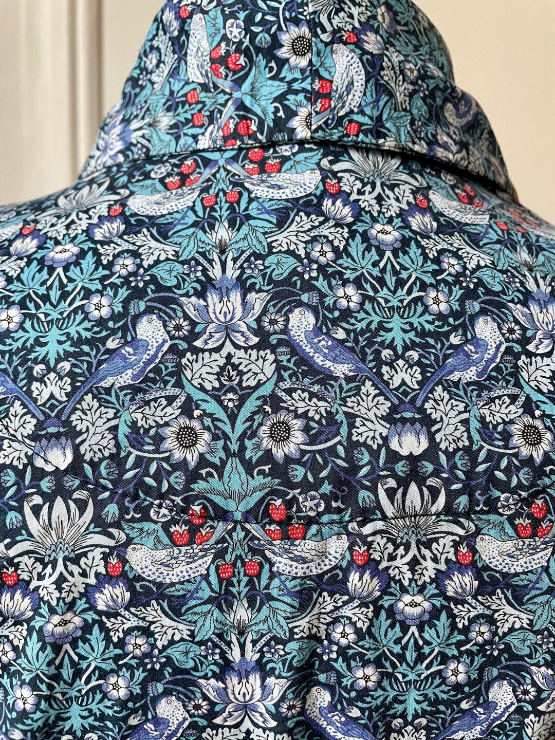 Vintage Liberty London Blue Kimono Birds and Strawberries Pattern Blue ...
