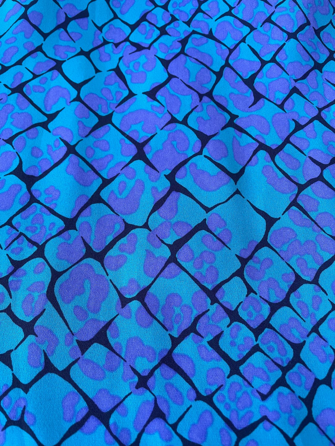 Vintage 80s Blue Dress Snakeskin Pattern Bow - Etsy