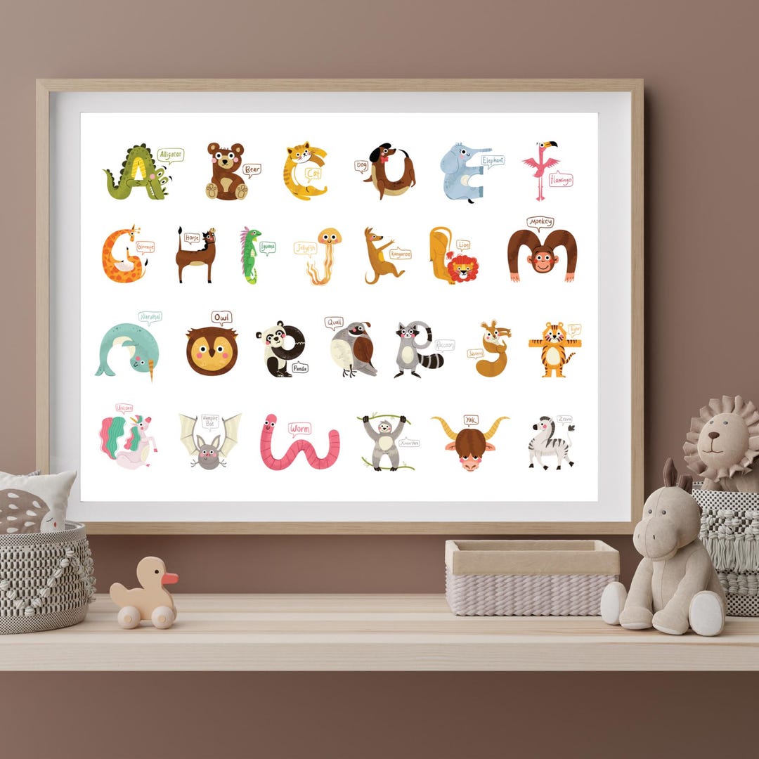 Animal Alphabet ABC Poster – Nursery Wall Art, Kids Educational Decor ...