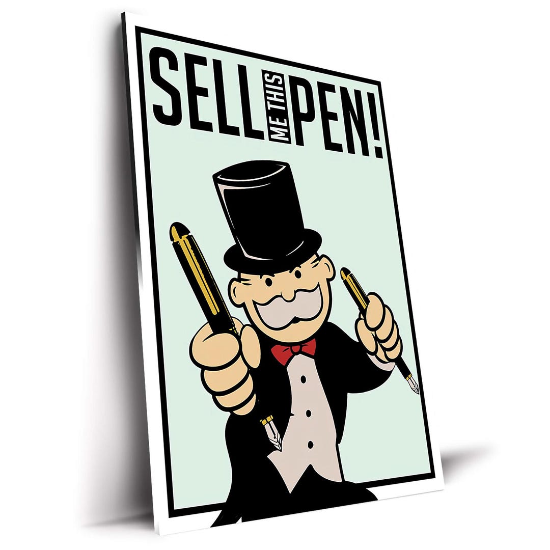 Sell Me This Pen Motivational Poster Inspirational Art Canvas Print ...
