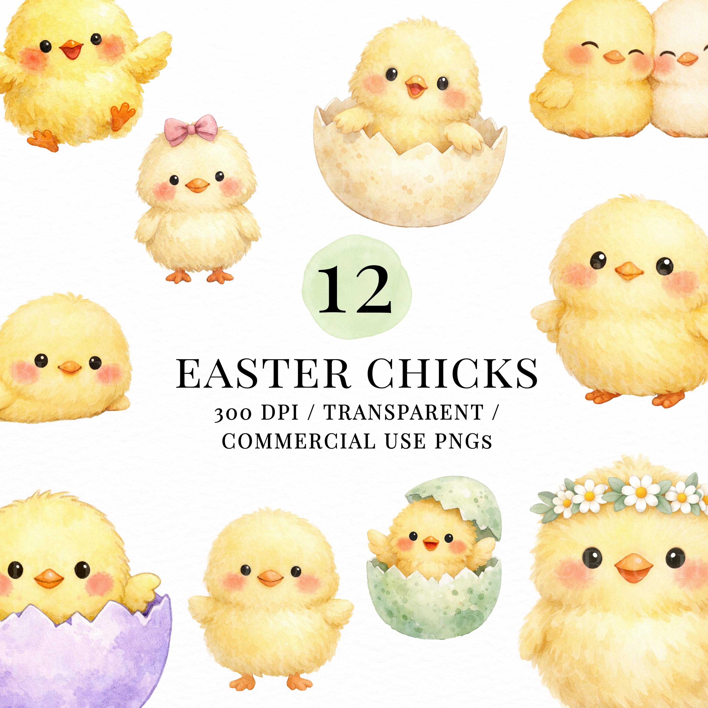 Easter Chick PNG Clipart Bundle – Cute Spring Chick Graphics, Egg ...