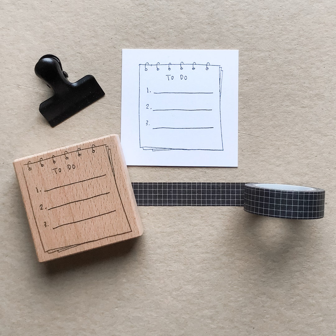 Rubber Stamp to Do List 55x57mm Hand Drawn Stamp With Wooden Base - Etsy