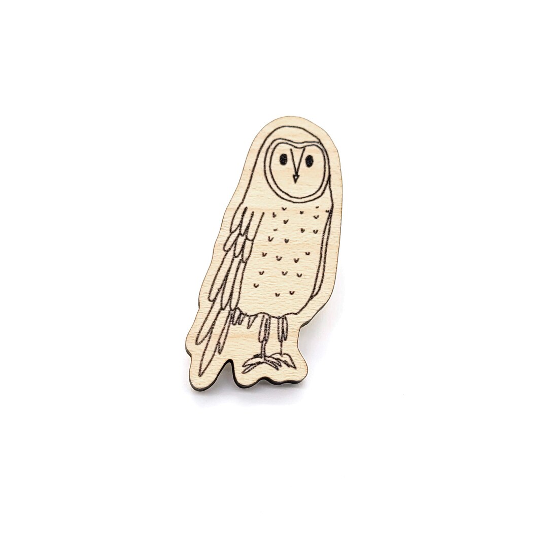 Wooden Pin Badge "owl" (FSC Certified Wood) - Etsy