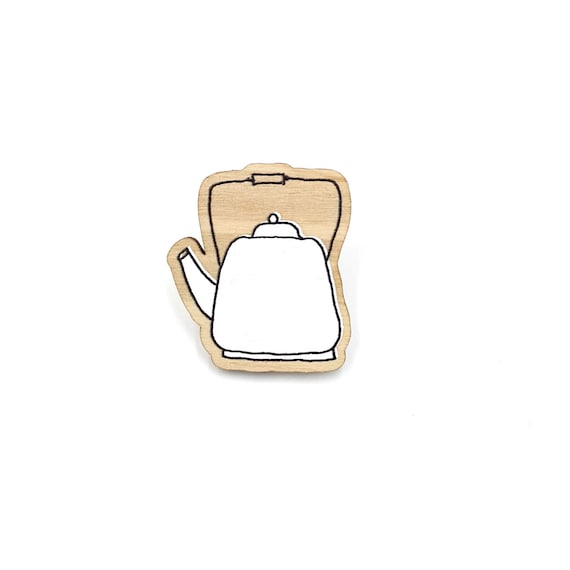 Wooden Pin Badge tea Pot FSC Certified Wood | Etsy