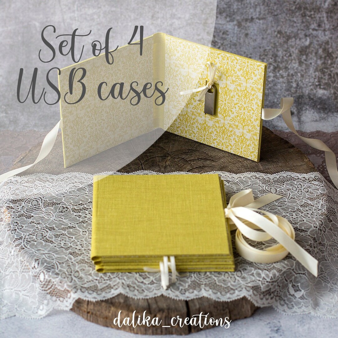 Set of 4 Single USB Case Usb Packaging for Photographer Linen USB Cover ...