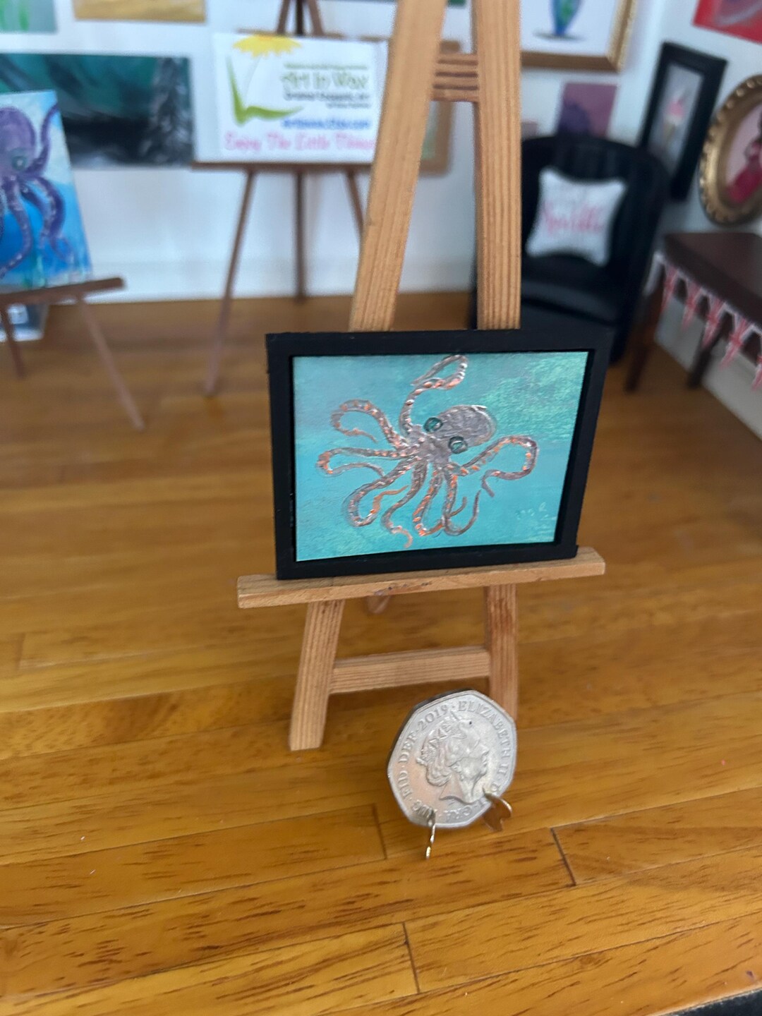 Octopus Modern Dollhouse Original Art Miniature Collectible Dolls House ...