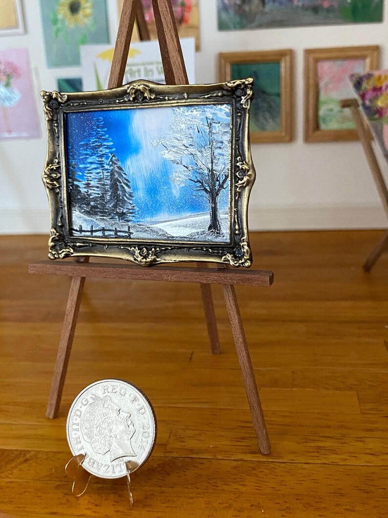 New Year Original Miniature Painting Mother and child winter Winter ...