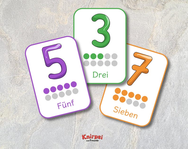Number Flashcards 1 to 10 for Children, Number Cards for Kindergarten ...