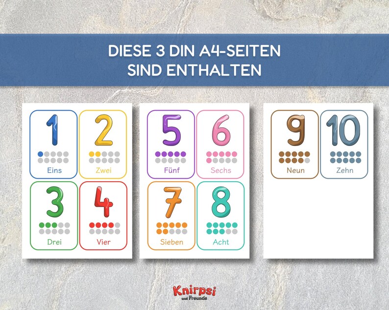 Number Flashcards 1 to 10 for Children, Number Cards for Kindergarten ...