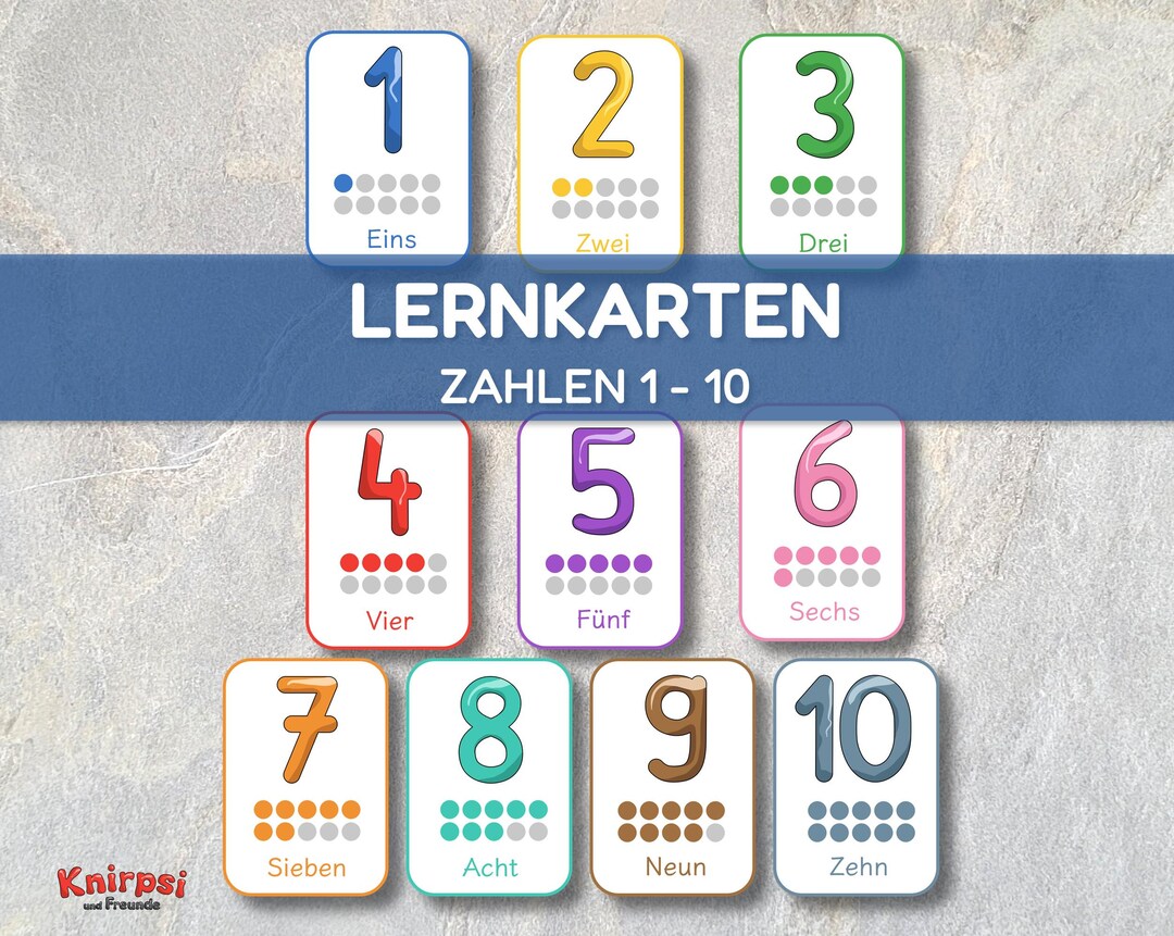 Number Flashcards 1 to 10 for Children, Number Cards for Kindergarten ...