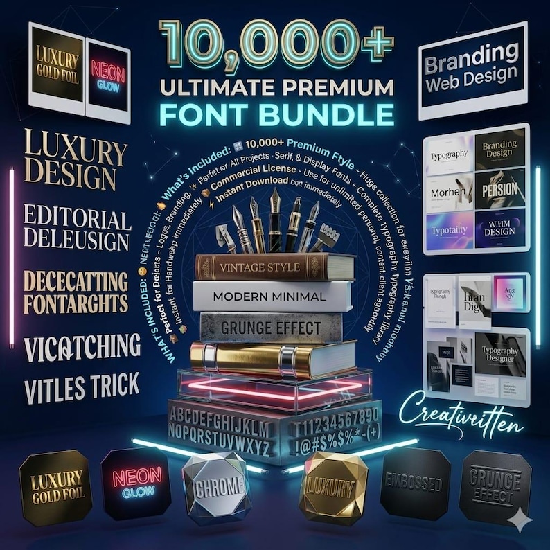 10000 Ultimate Premium Fonts Bundle, Serif, Sans Serif, Script ...