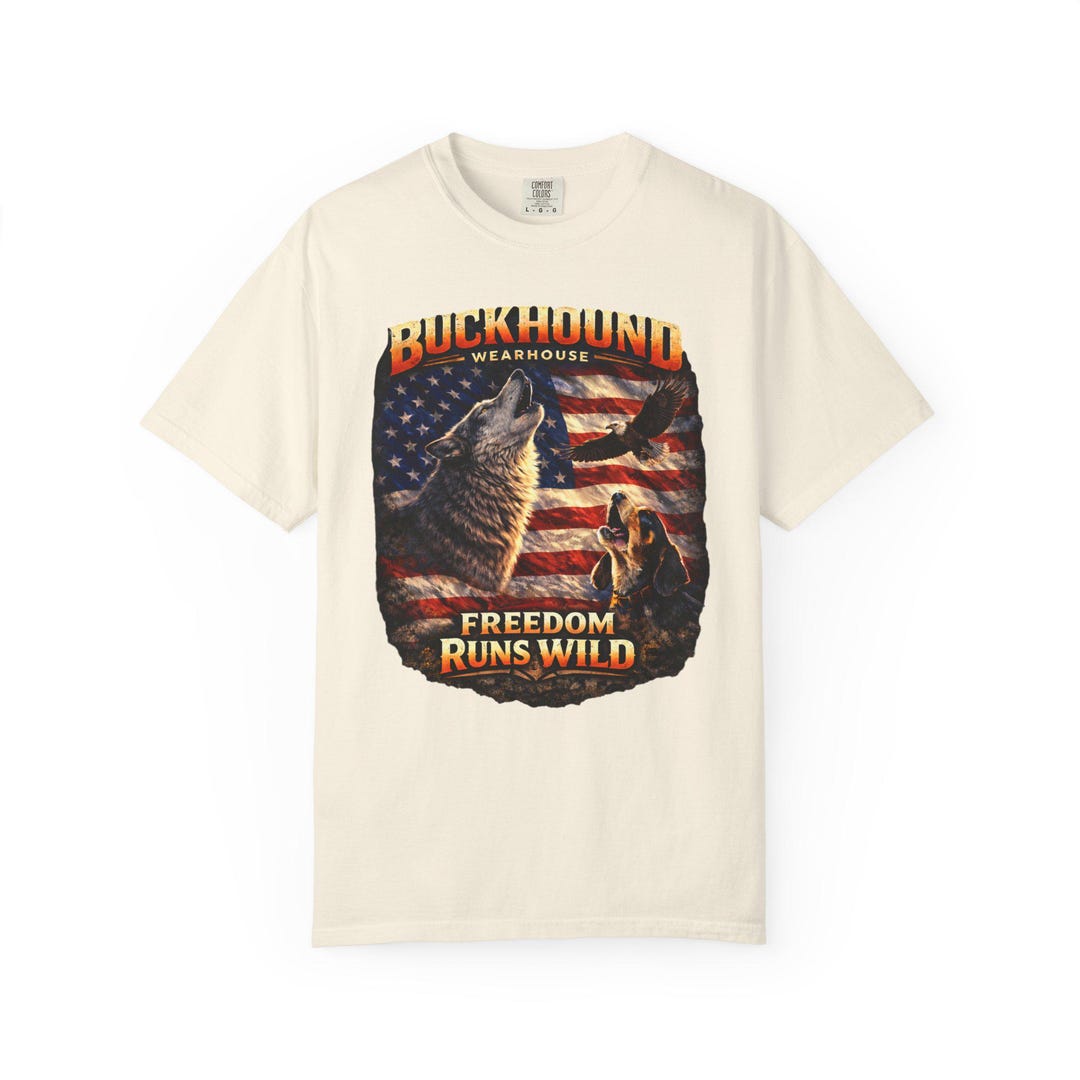 Buckhound Howling Wolf American Flag T-shirt | Freedom Runs Wild - Etsy