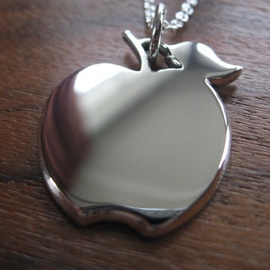Apple Necklace, Silver Apple Pendant - Etsy UK
