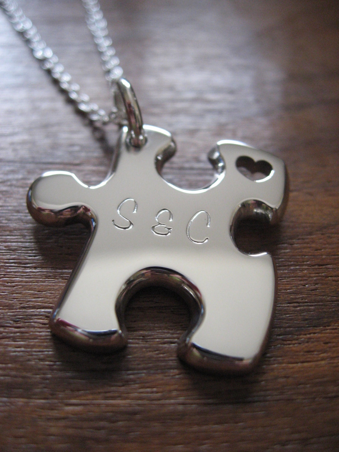 Thick Puzzle Pendant Necklace With Date and Initials | Etsy