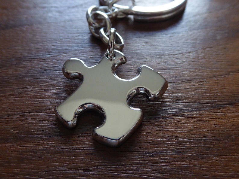Silver Puzzle Piece Keychain Keyring - Etsy