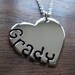 Silver Name Pendant Hand Cut Name Necklace Heart Name Necklace - Etsy