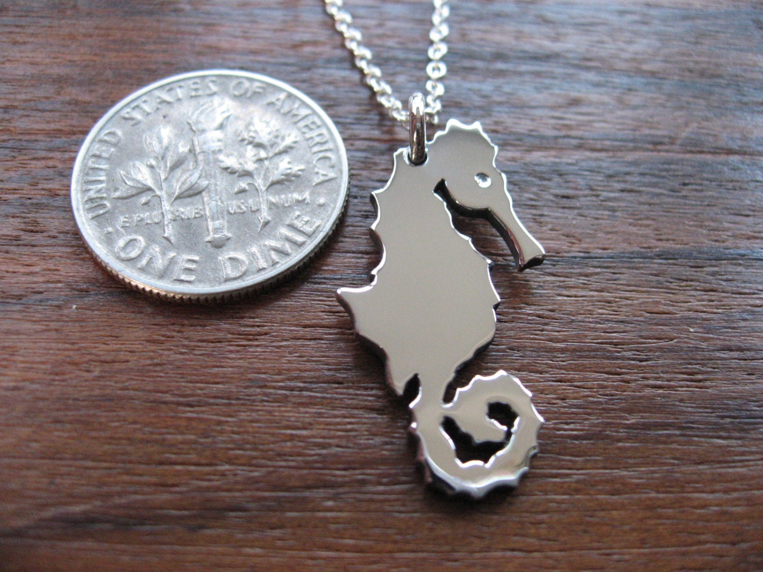 Silver Seahorse Pendant Necklace | Etsy
