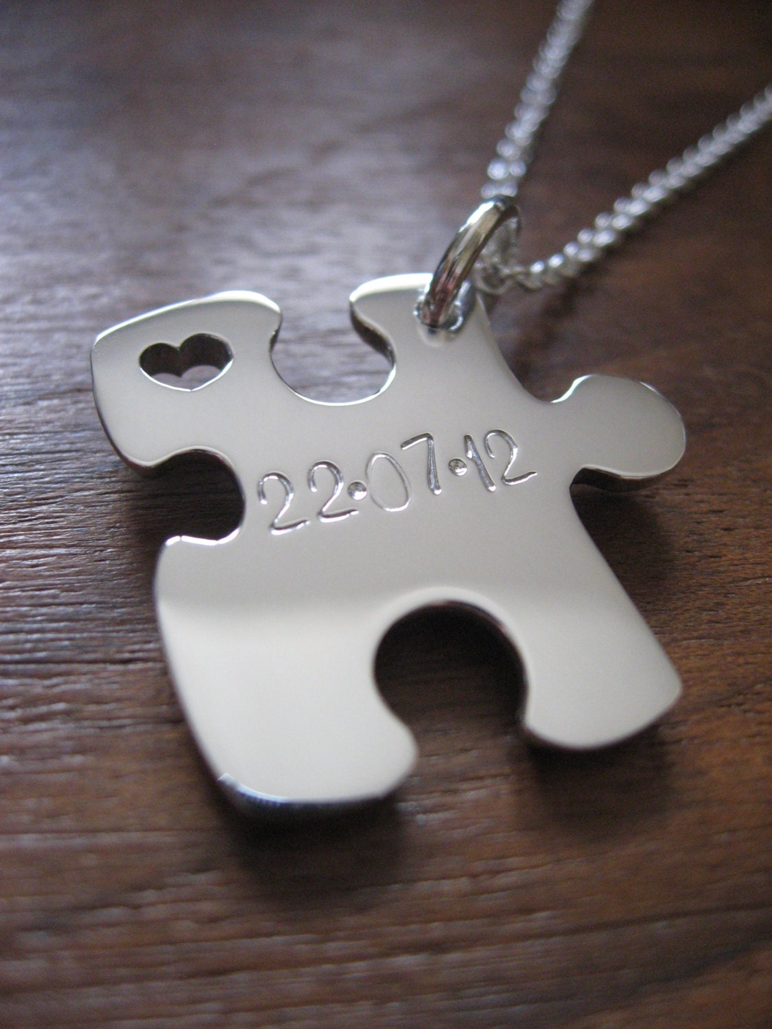 Thick Puzzle Pendant Necklace With Date and Initials | Etsy