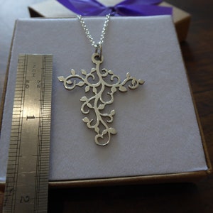 Silver Cross, Handmade Silver Cross With Floral Pattern - Etsy UK