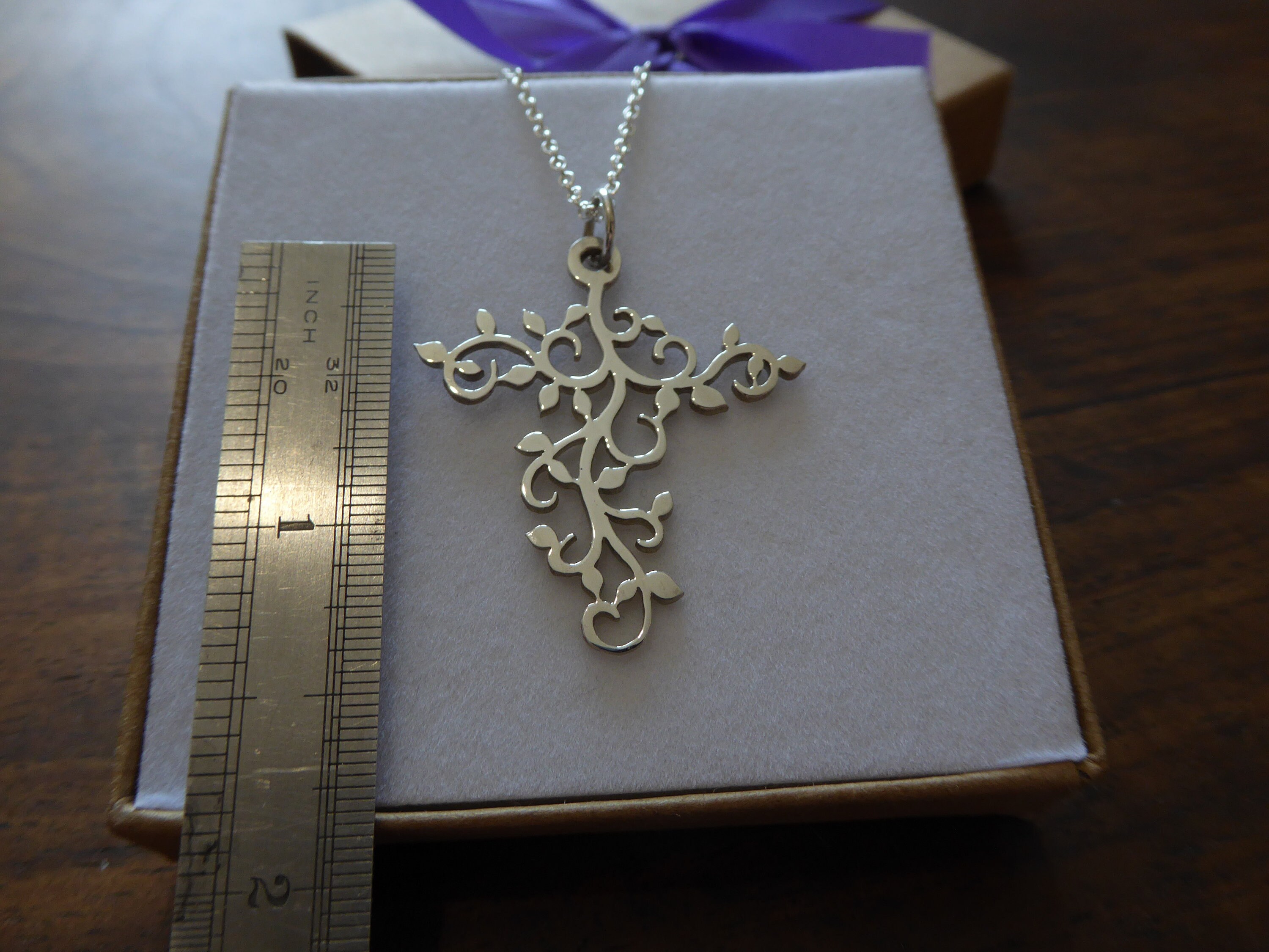 Silver Cross Handmade Silver Cross With Floral Pattern - Etsy UK