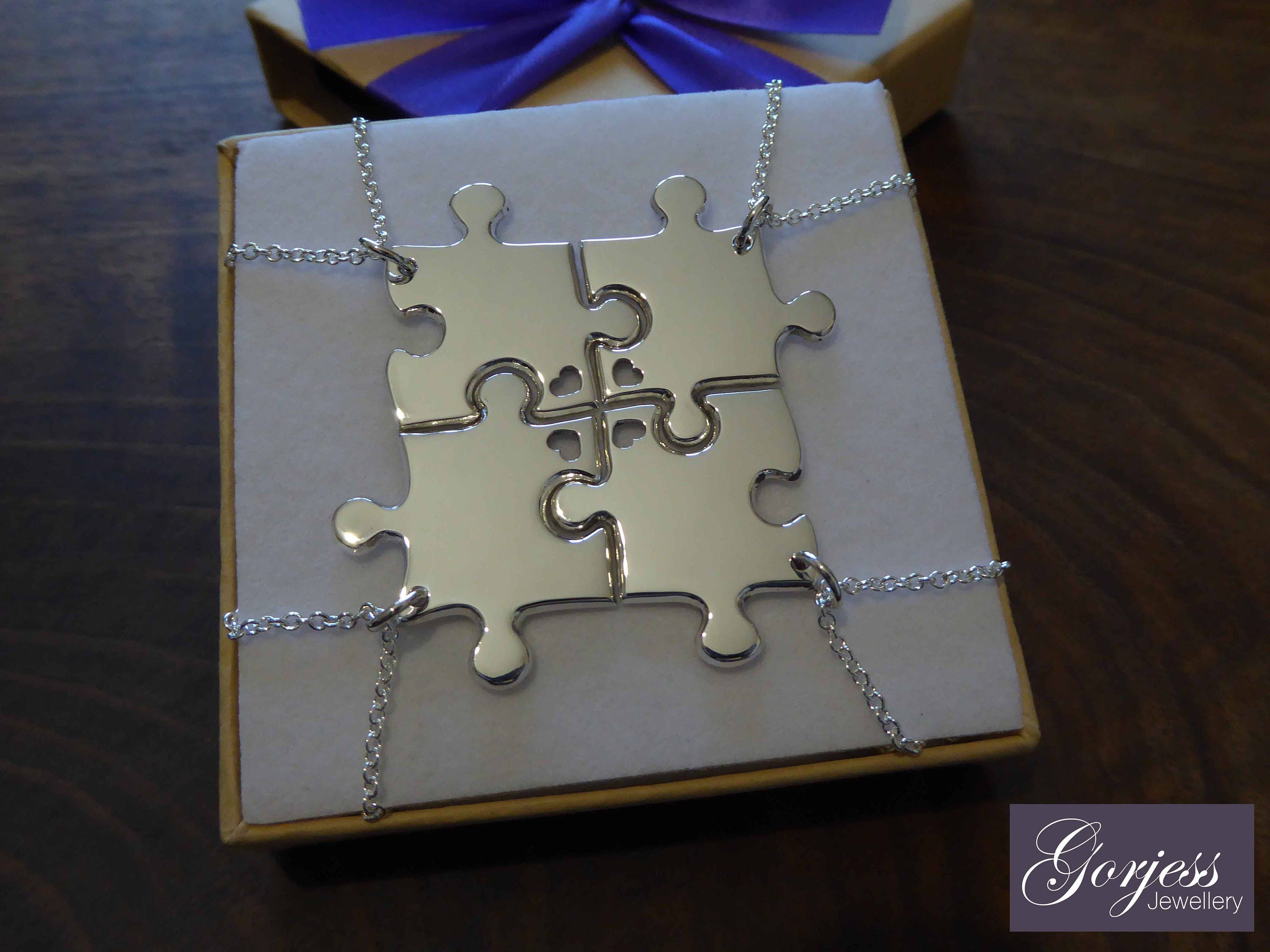 Four Puzzle Pendants Best Friend Necklaces Jigsaw Pendant | Etsy