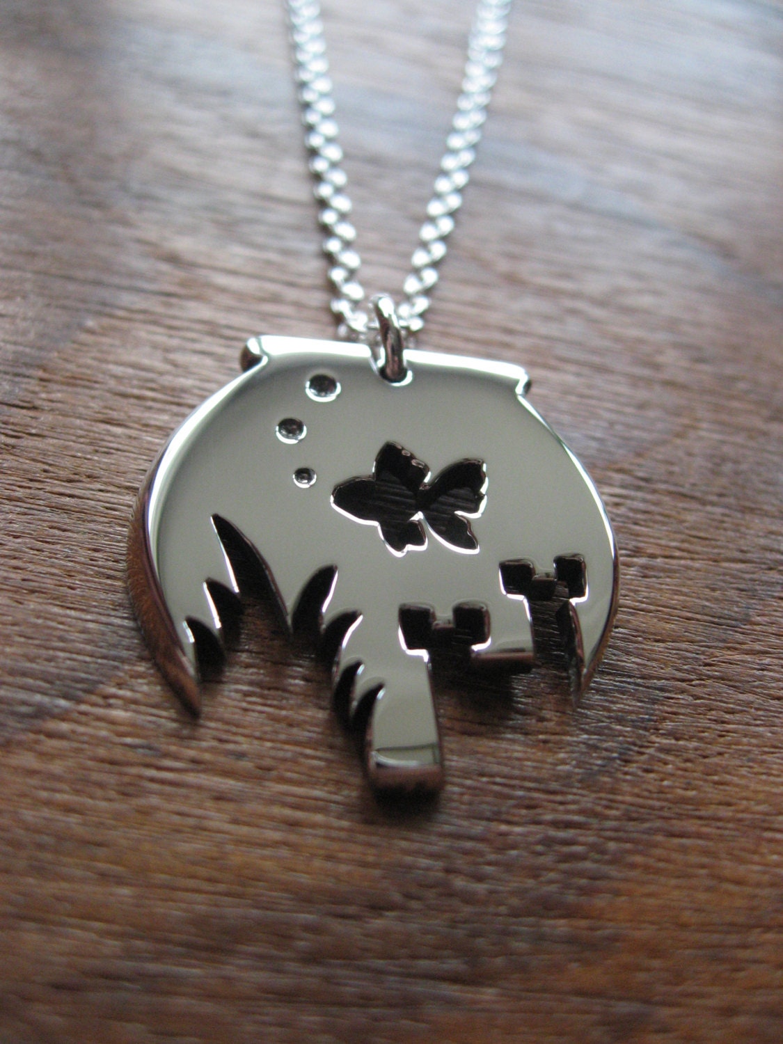 Silver Fish Bowl Pendant Necklace | Etsy