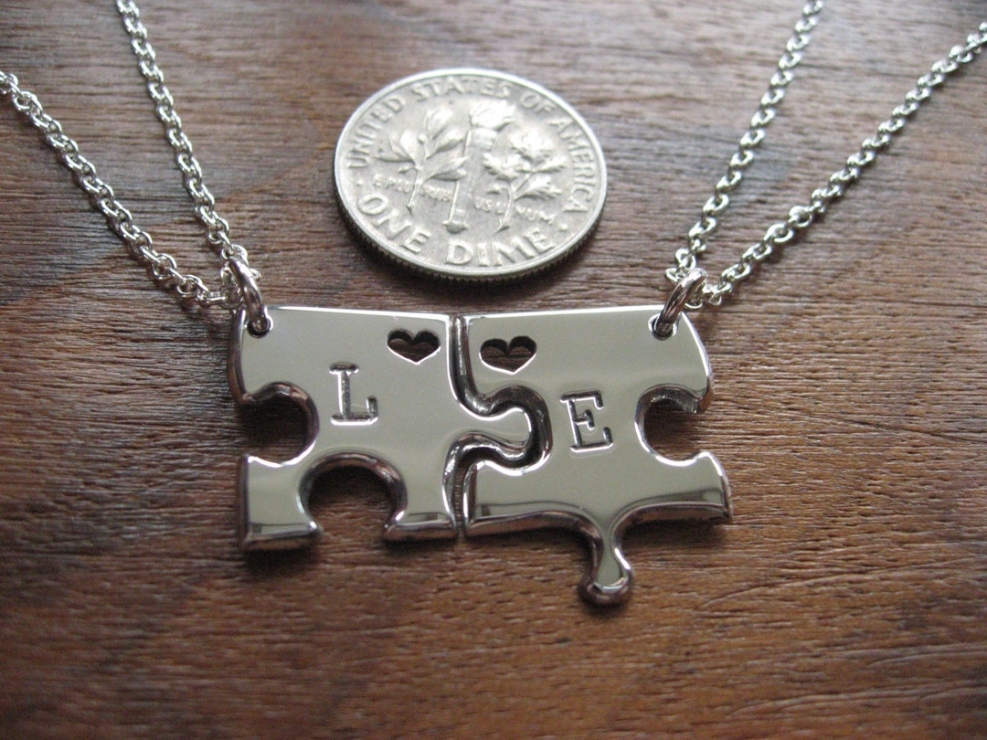 Two Miniature Personalised Edge Puzzle Pendant Necklaces - Etsy