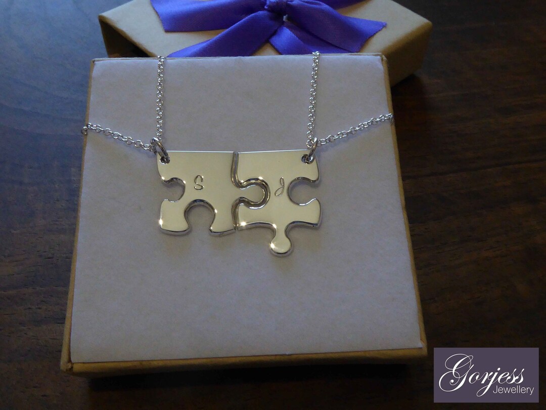Two Edge Puzzle Pieces Pendentifs en argent - Colliers Best Friend ...