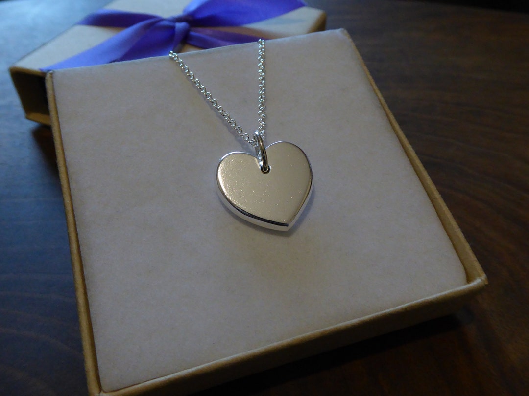 Chunky Silver Heart Pendant Necklace, Handmade - Etsy UK