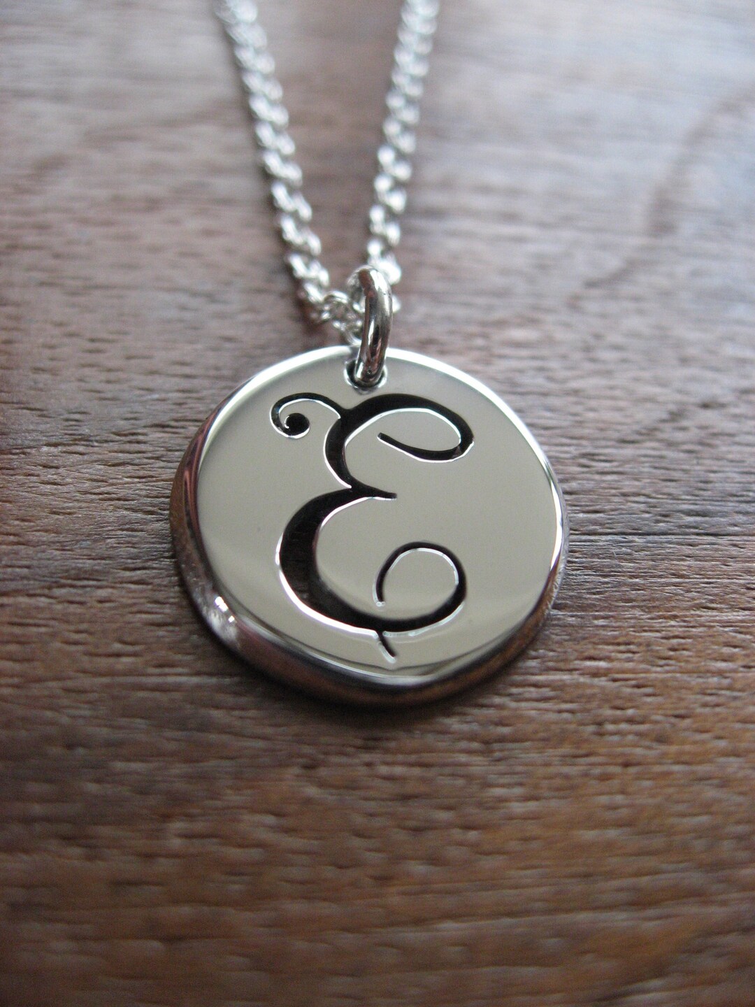 Silver Initial Necklace E - Etsy