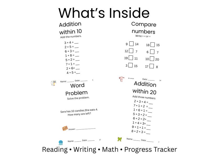Addition Within 20 Worksheets | 1st Grade Math Practice Printable ...