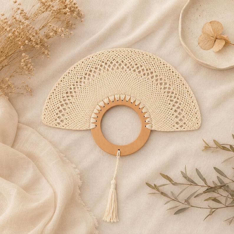 Palm Leaf Hand Fans, Rustic Wooden Handle Fan, Mexico Summer Accessory ...