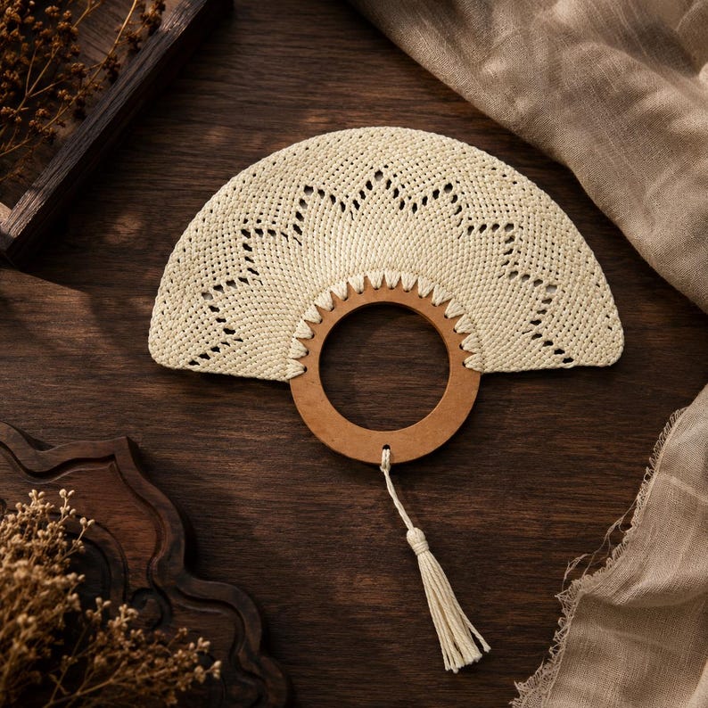 Palm Leaf Hand Fans, Rustic Wooden Handle Fan, Mexico Summer Accessory ...