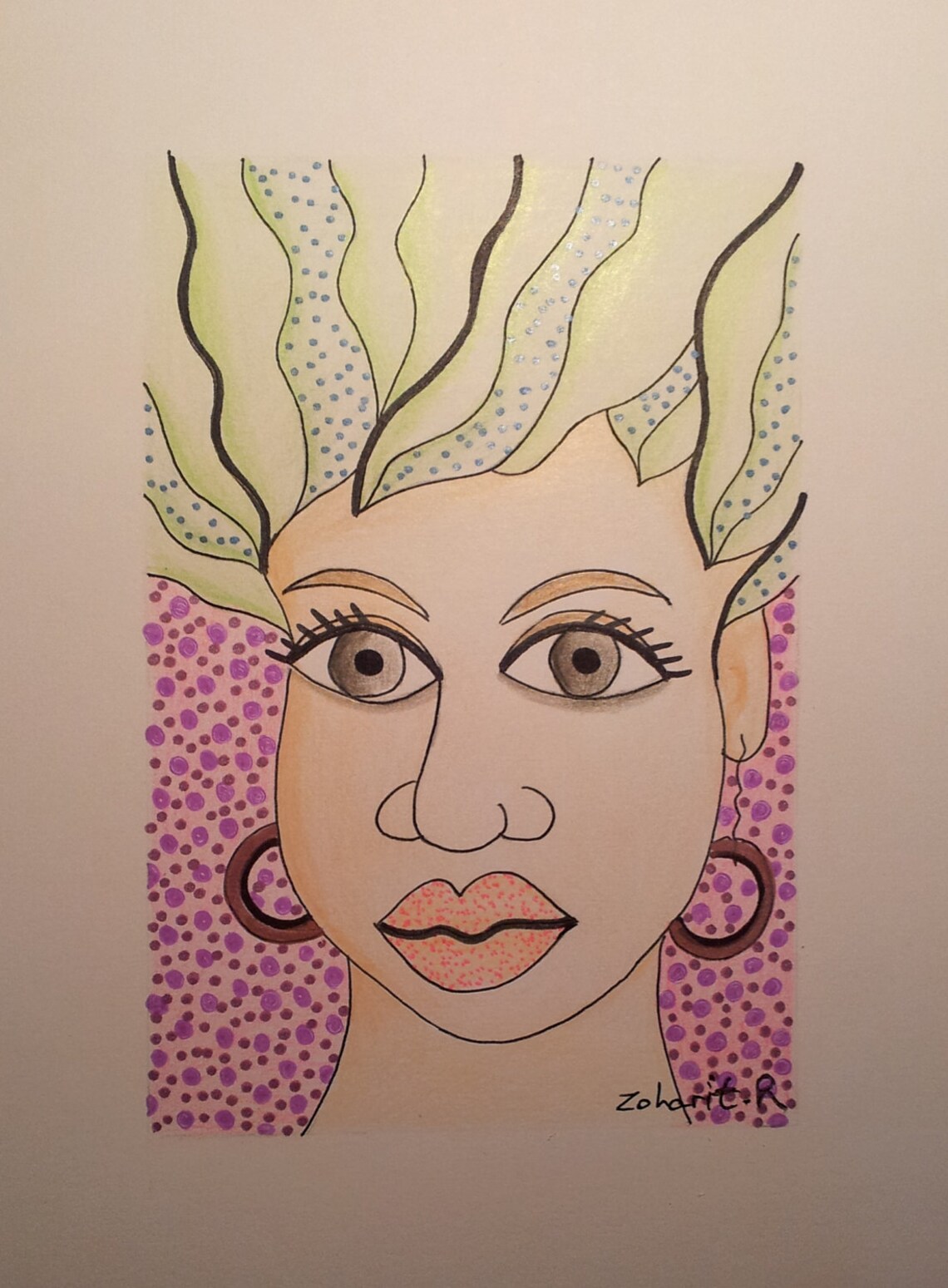 Funky Face Portrait Original Painting 6/4 Illustration - Etsy Israel