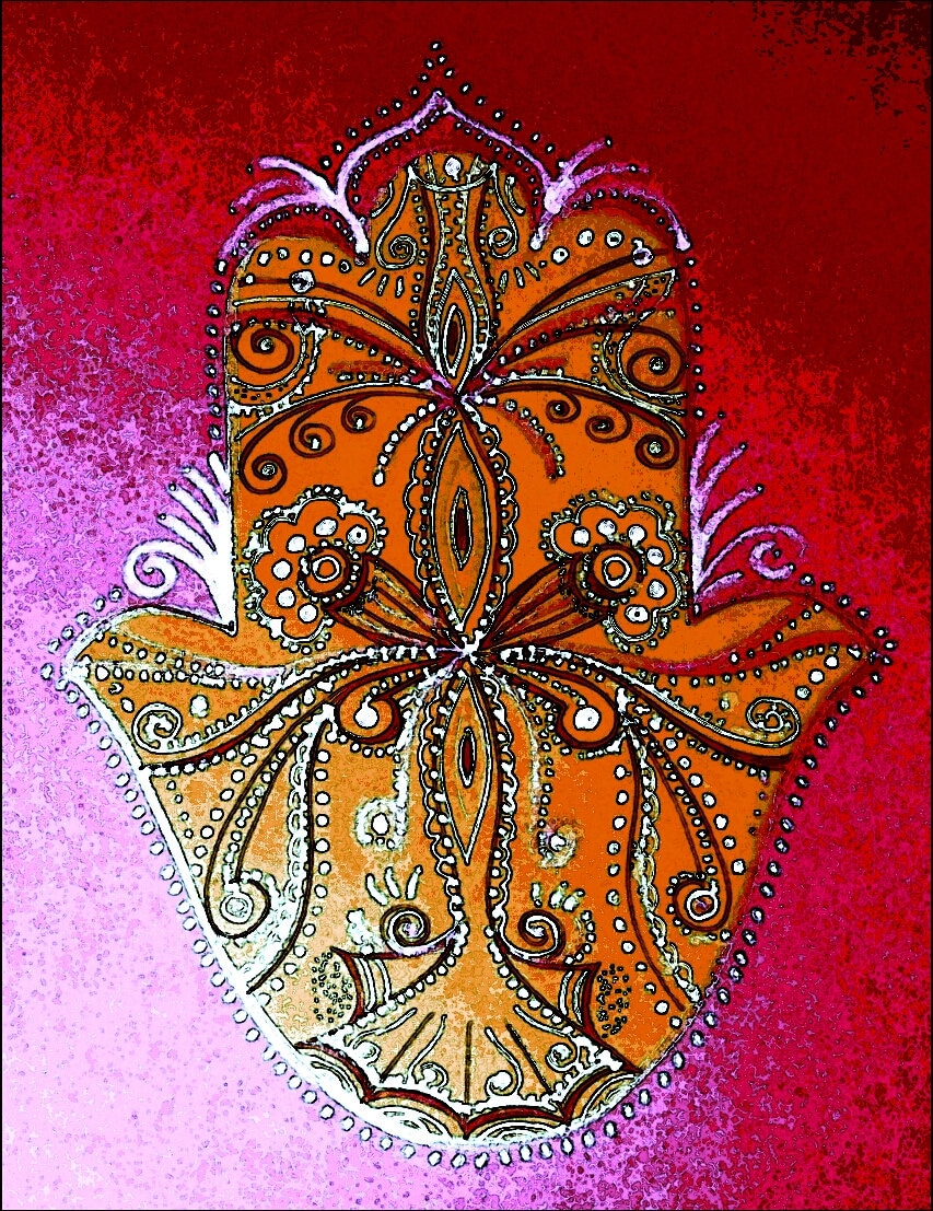 LUCKY HAMSA (hand) - Mandala Style, Print, Original Signature by ...