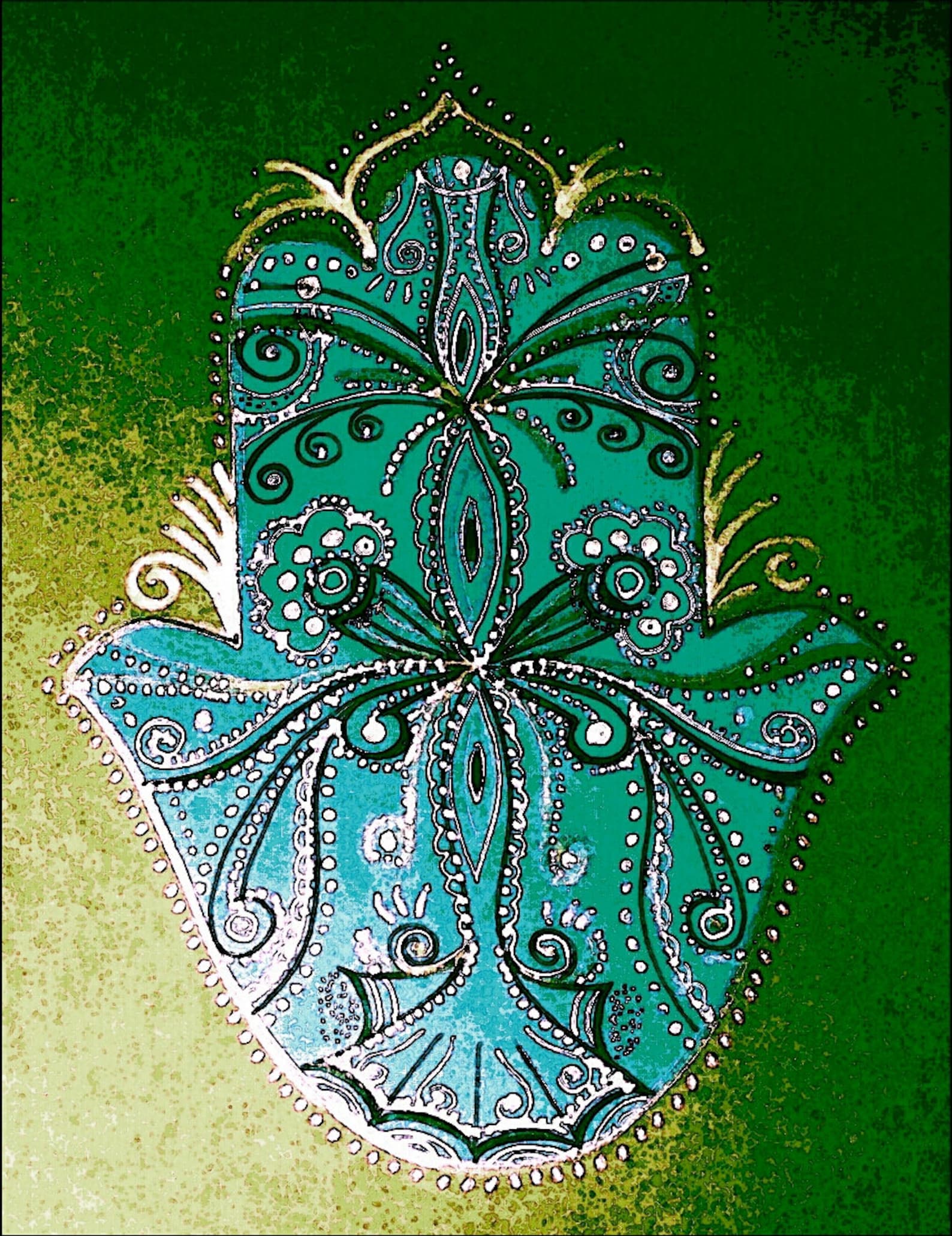 LUCKY HAMSA (hand) - Mandala Style, Print, Original Signature by ...