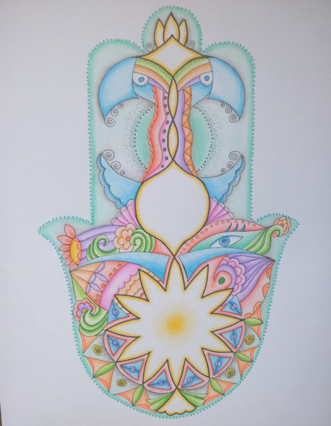 HAMSA hand Free-style New-age Art, Oriental, Judaica, Signed Print by ...